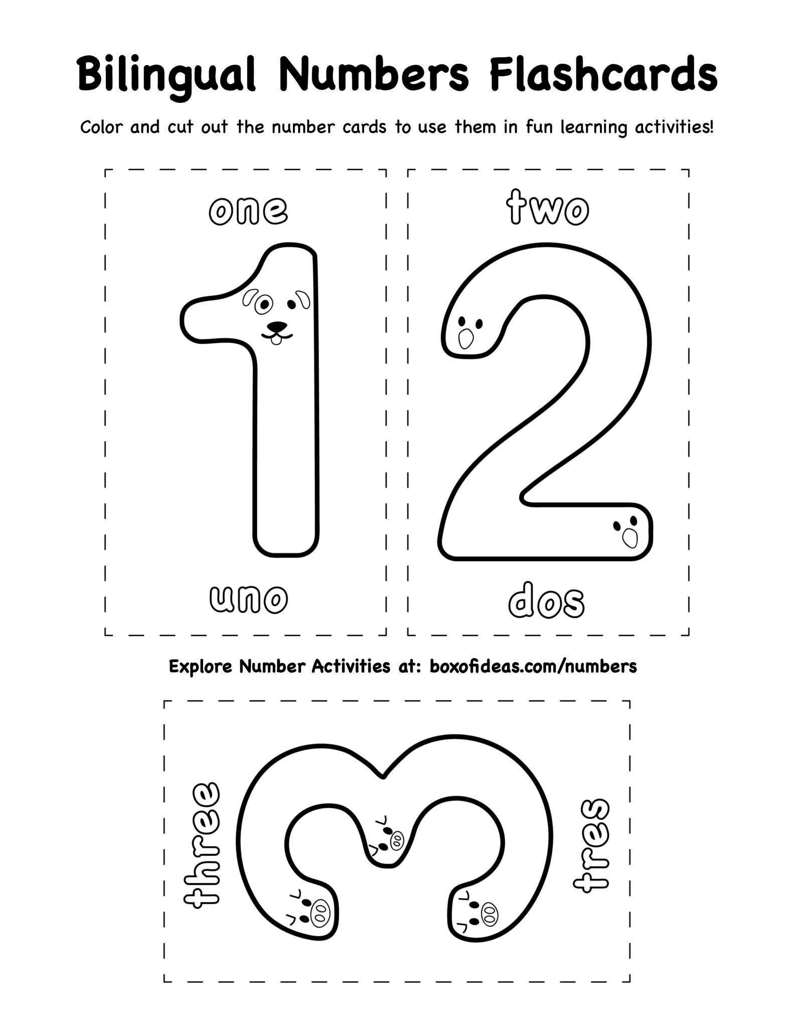 Bilingual English-Spanish Numbers 1 to 10 - Box of Ideas